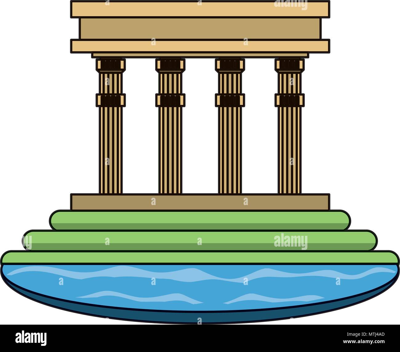 building with pillars over white background, colorful design. vector ...
