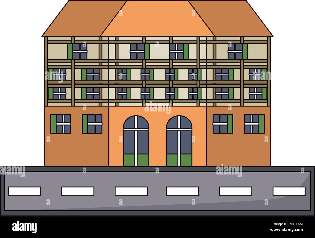 Old Traditional German Building icon over white background, colorful ...