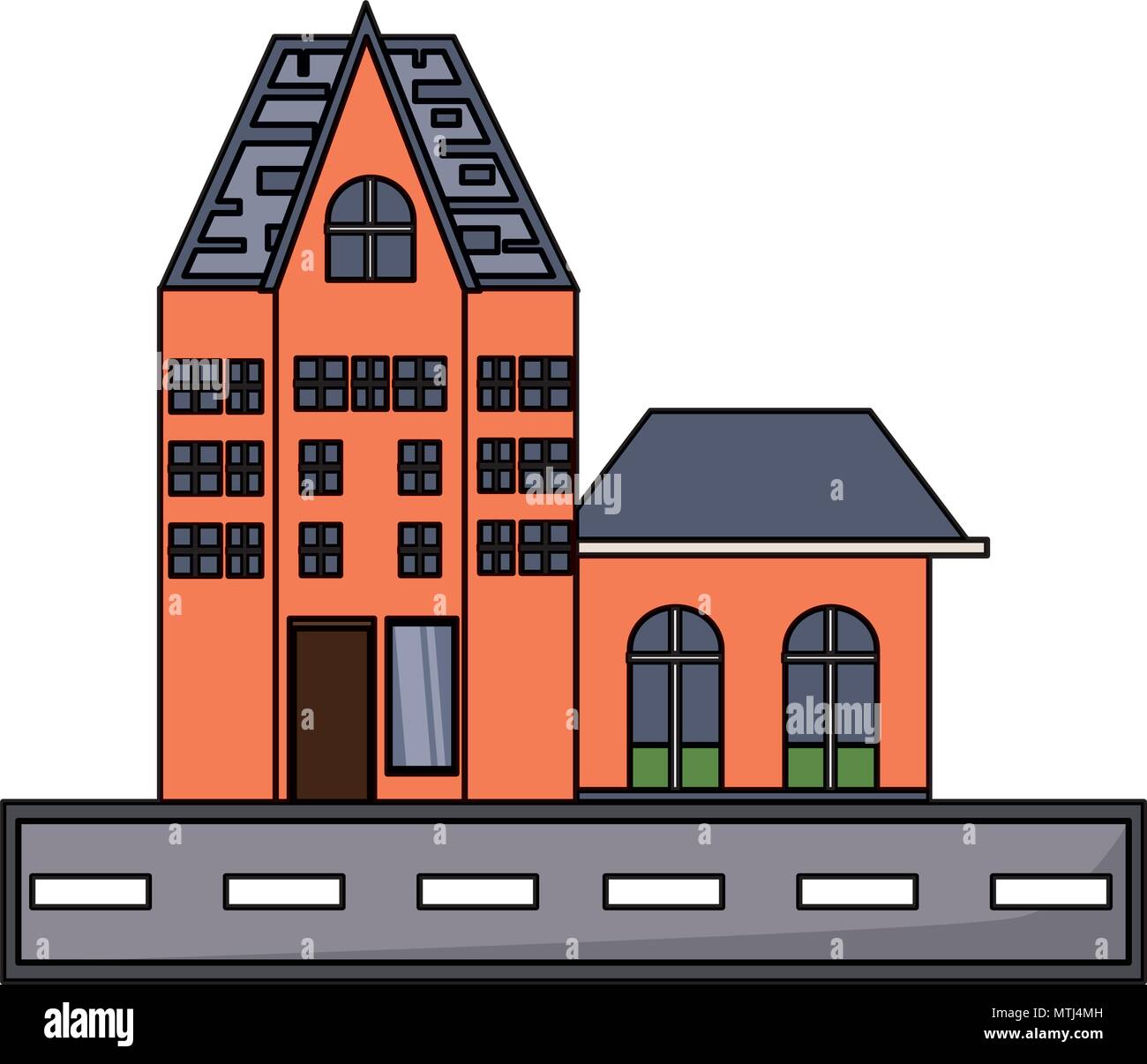 Old Traditional German Building icon over white background, colorful ...