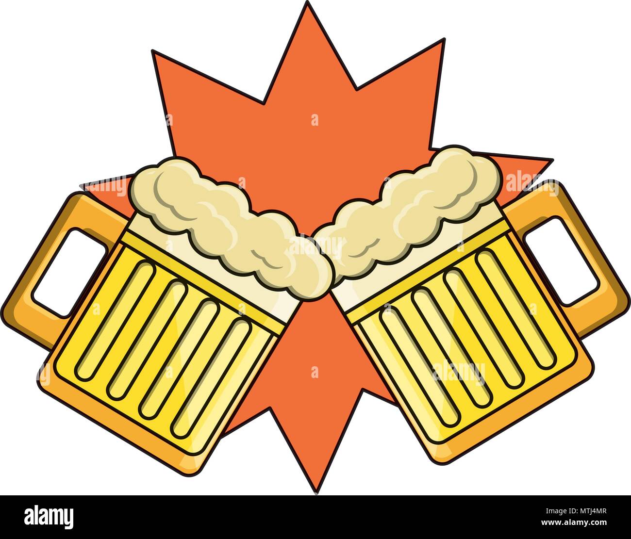 beer mugs, cheers symbol. over white background, vector illustration ...