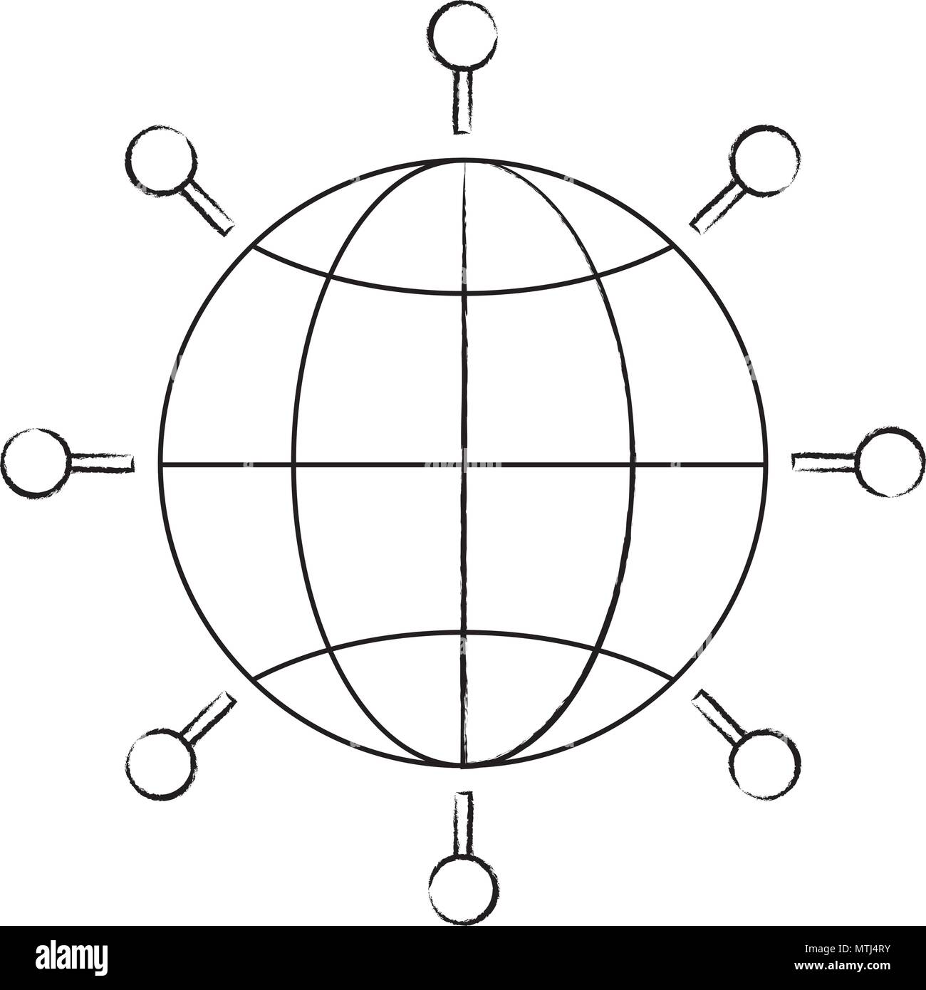 global sphere icon, interactivity symbol. over white background, vector ...