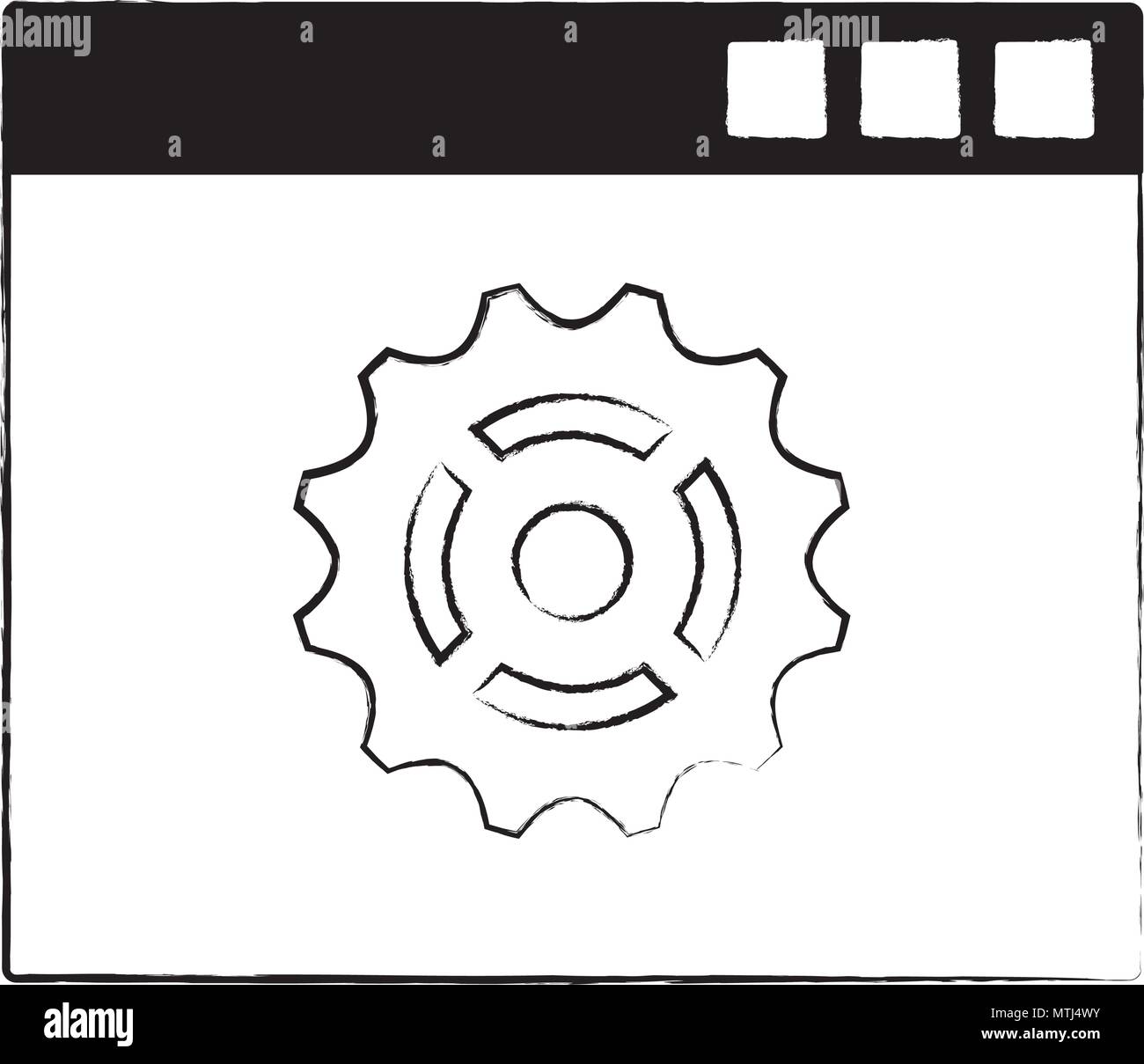 web interface with gear wheel icon over white background, vector ...