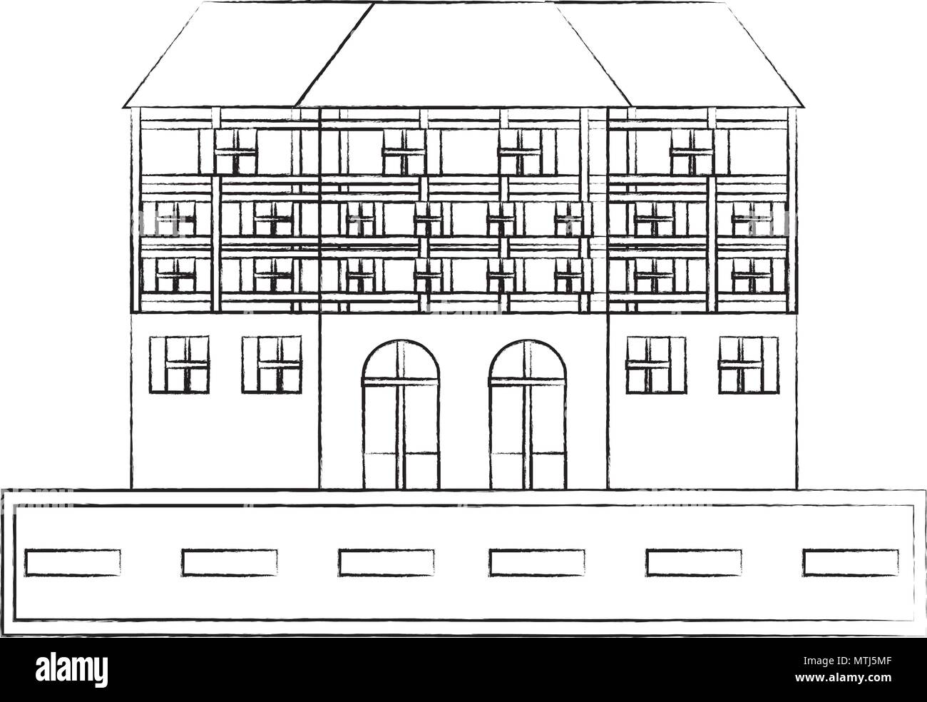 Old Traditional German Building icon over white background, vector ...