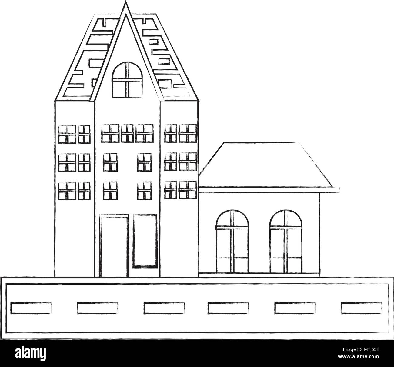 Old Traditional German Building icon over white background, vector ...