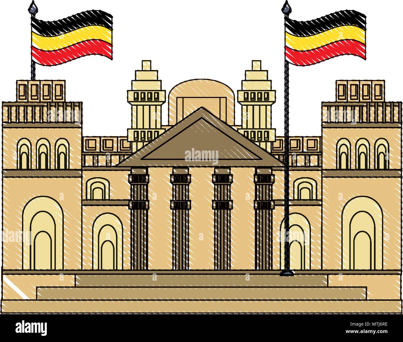 Reichstag building icon over white background, vector illustration ...