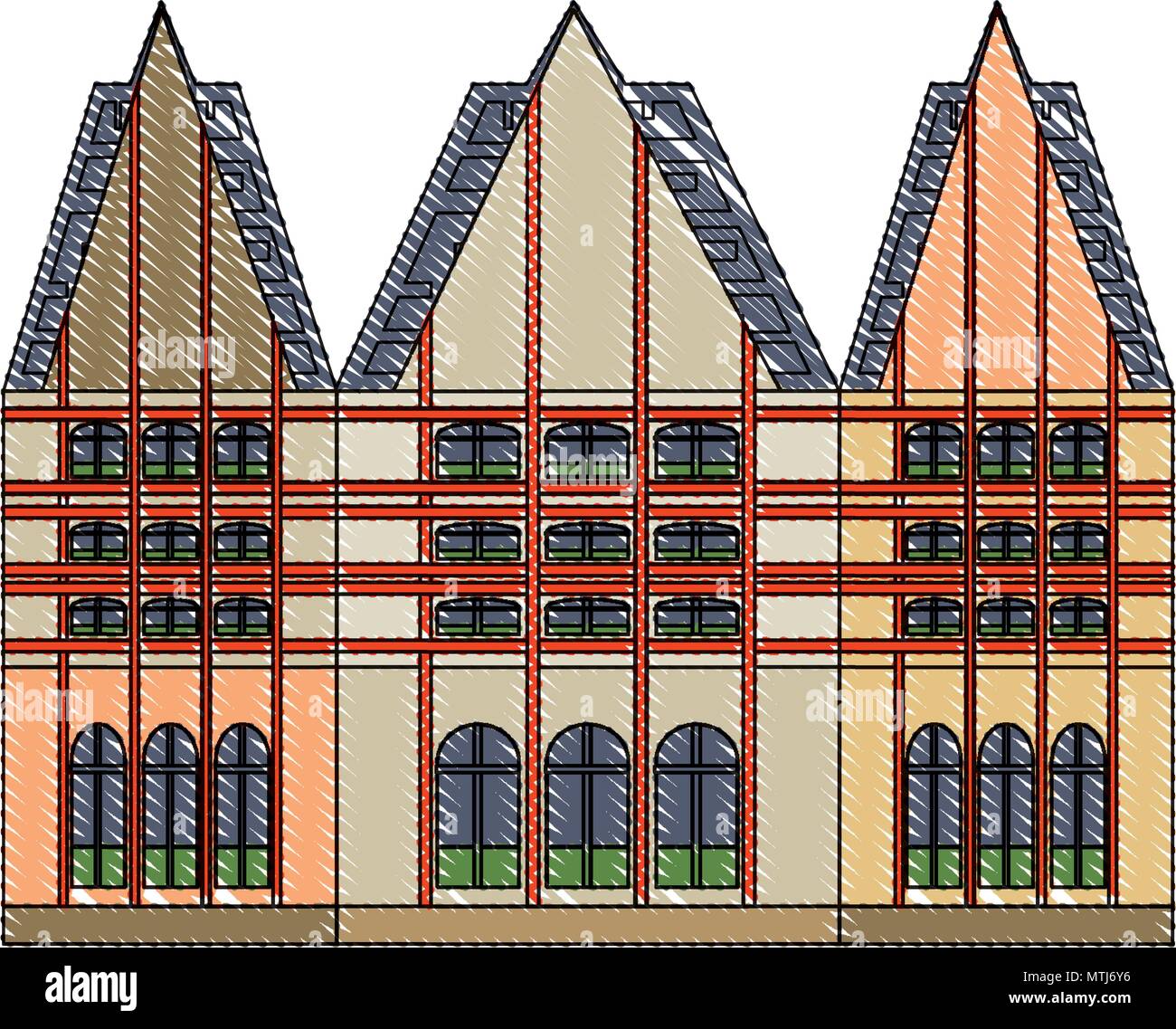 Old Traditional German Building icon over white background, colorful ...