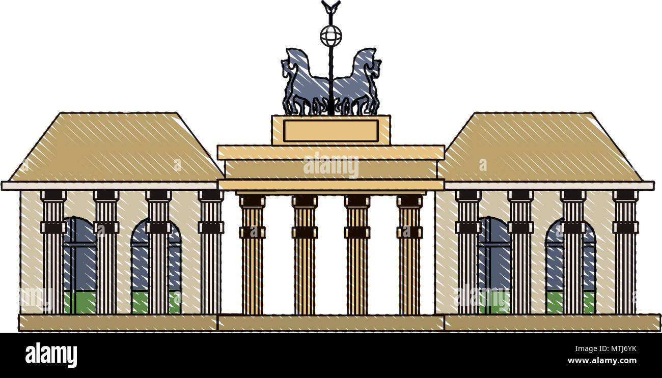 Brandenburg gate icon over white background, colorful design. vector ...