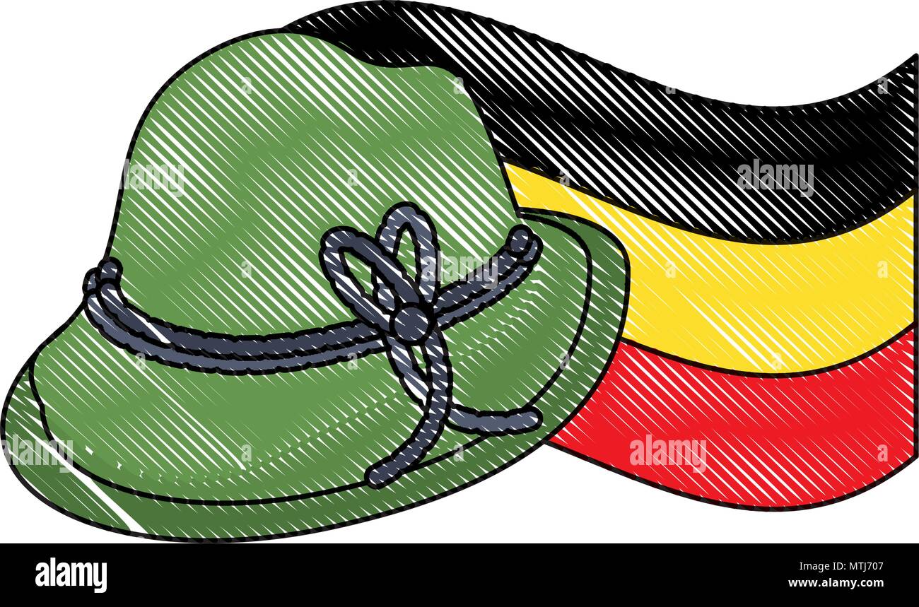 germany flag and alpine hat over white background, vector illustration ...