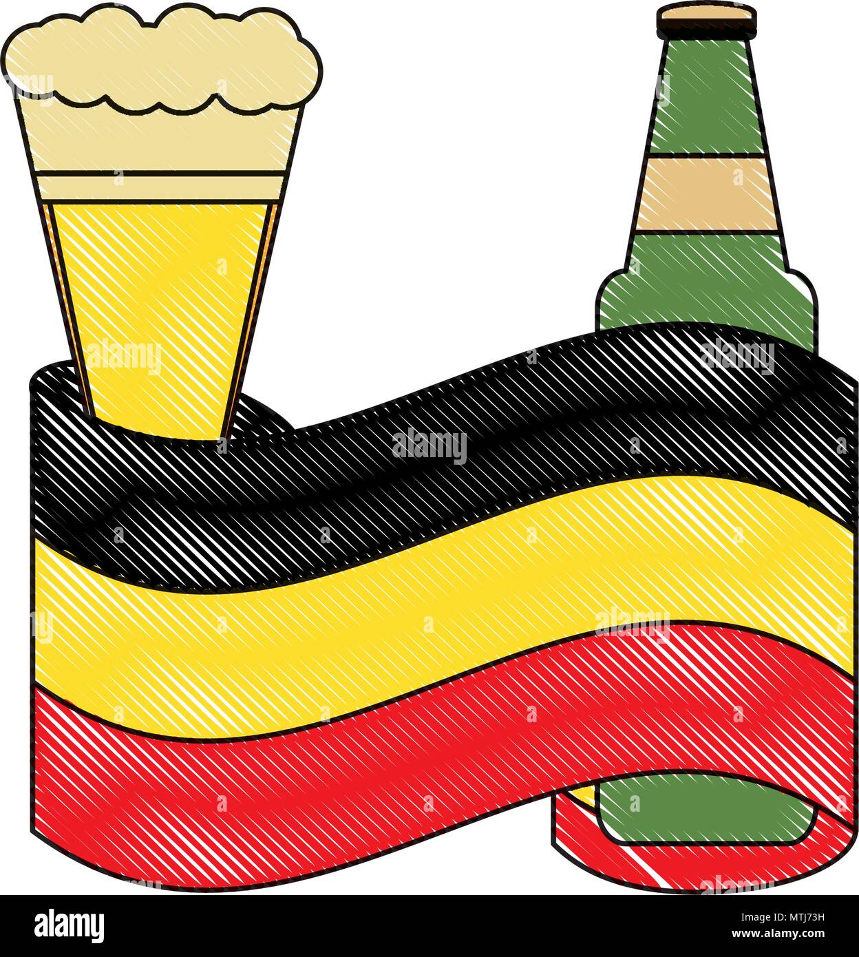germany flag with german beers over white background, vector ...