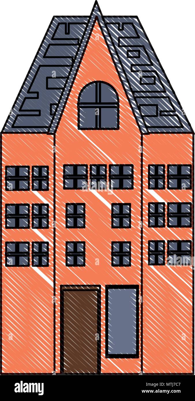 Old Traditional German Building icon over white background, colorful ...