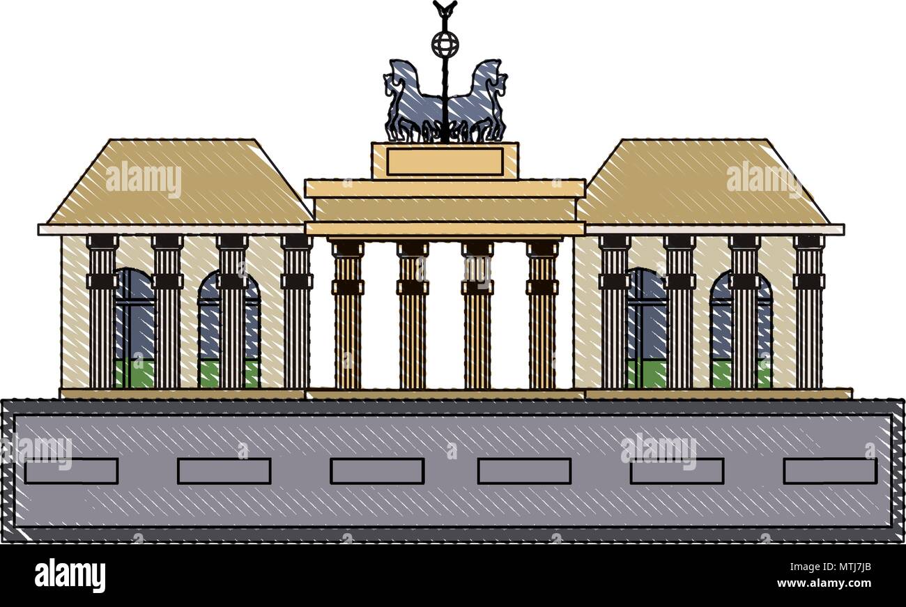 Brandenburg gate icon over white background, colorful design. vector ...