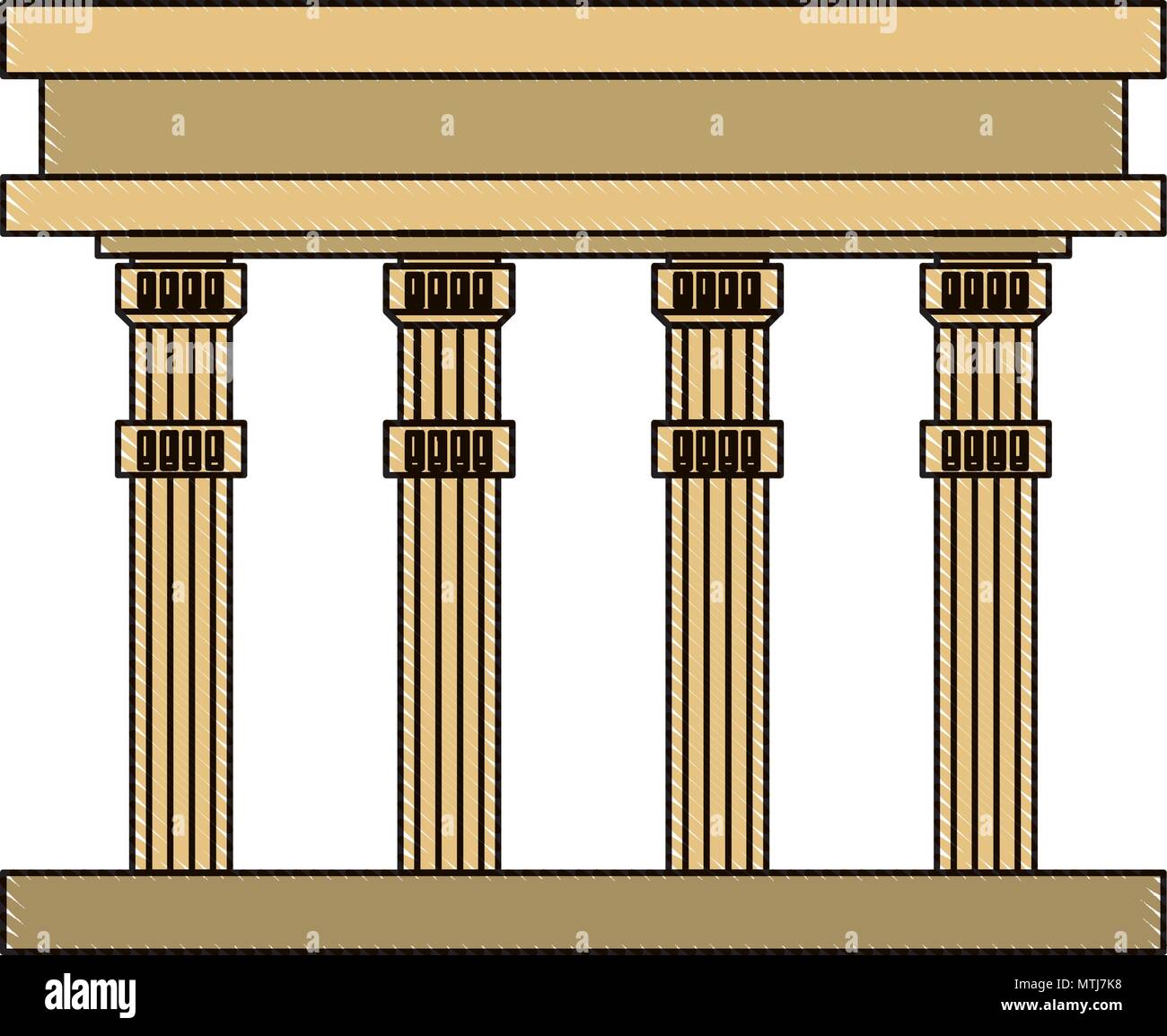 building with pillars over white background, colorful design. vector ...