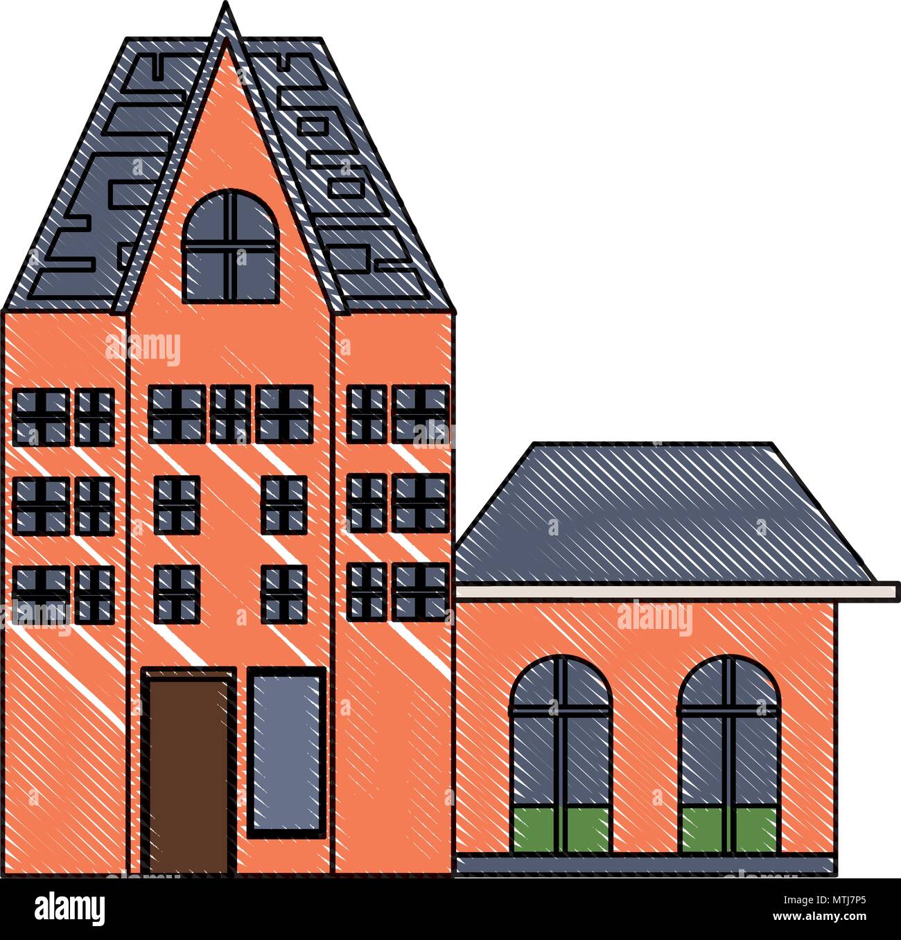 Old Traditional German Building icon over white background, colorful ...