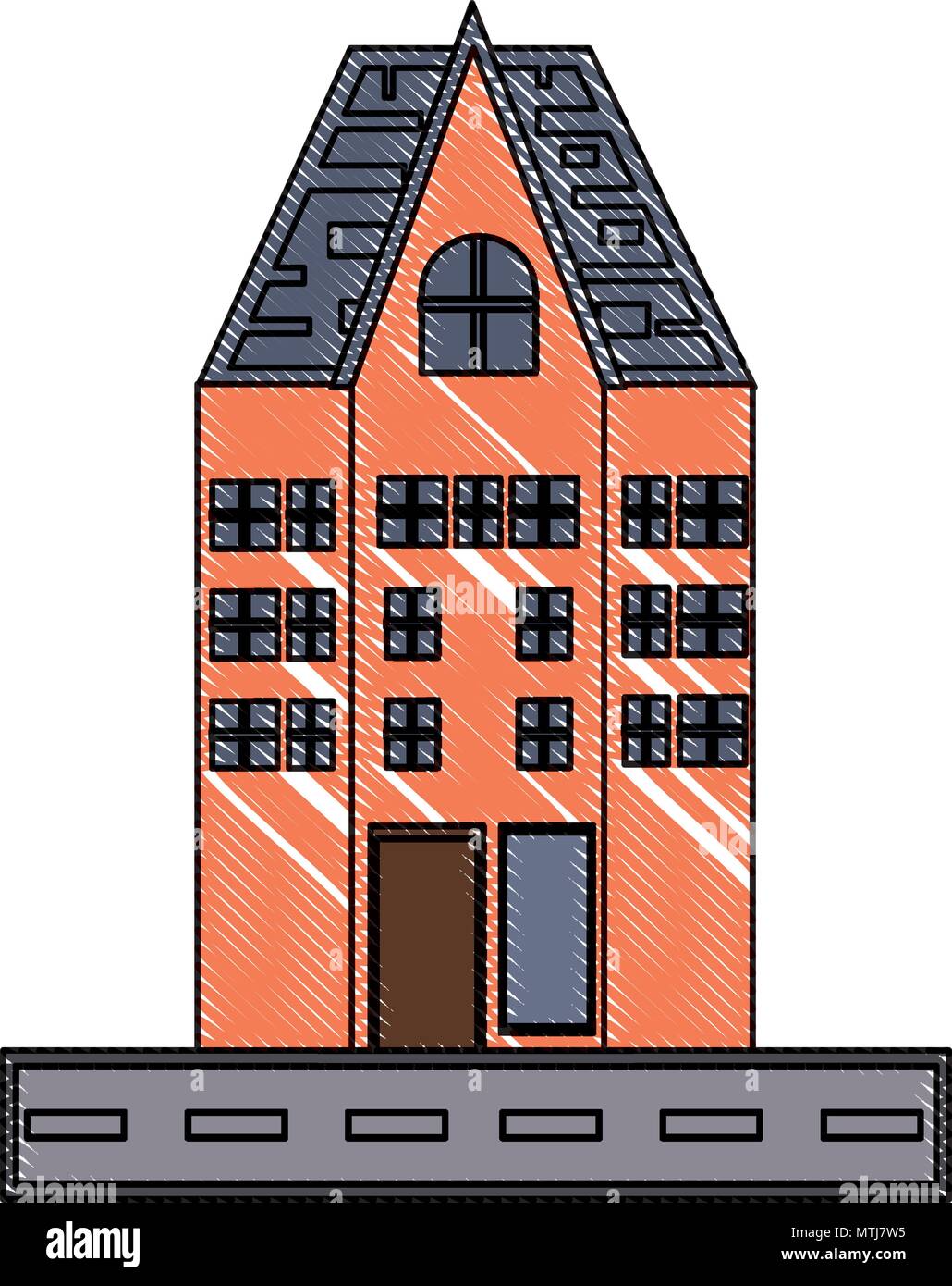 Old Traditional German Building icon over white background, colorful ...