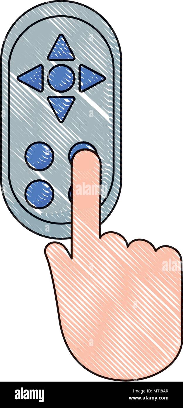 hand touching a control icon over white background, vector illustration ...