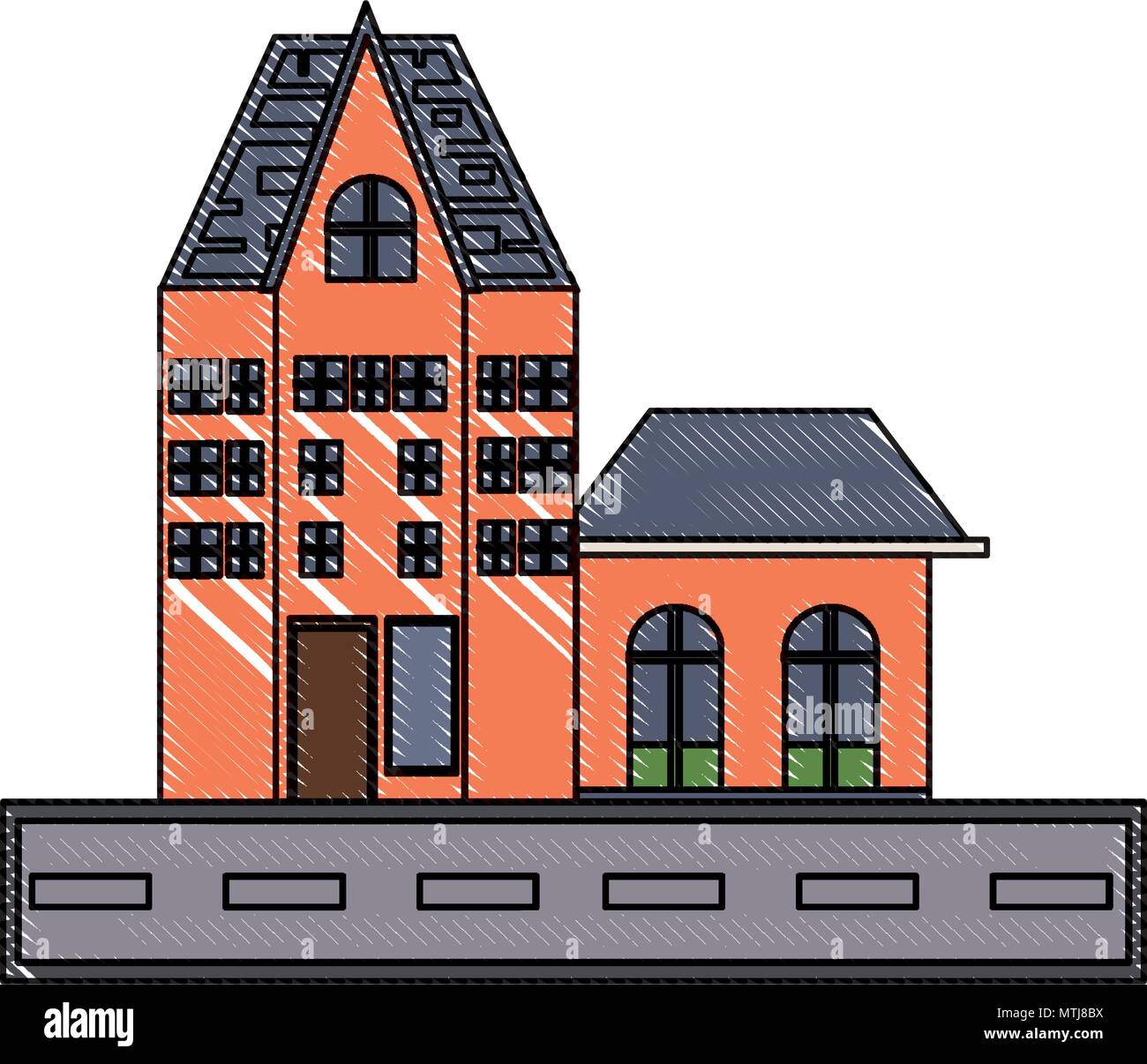 Old Traditional German Building icon over white background, colorful ...
