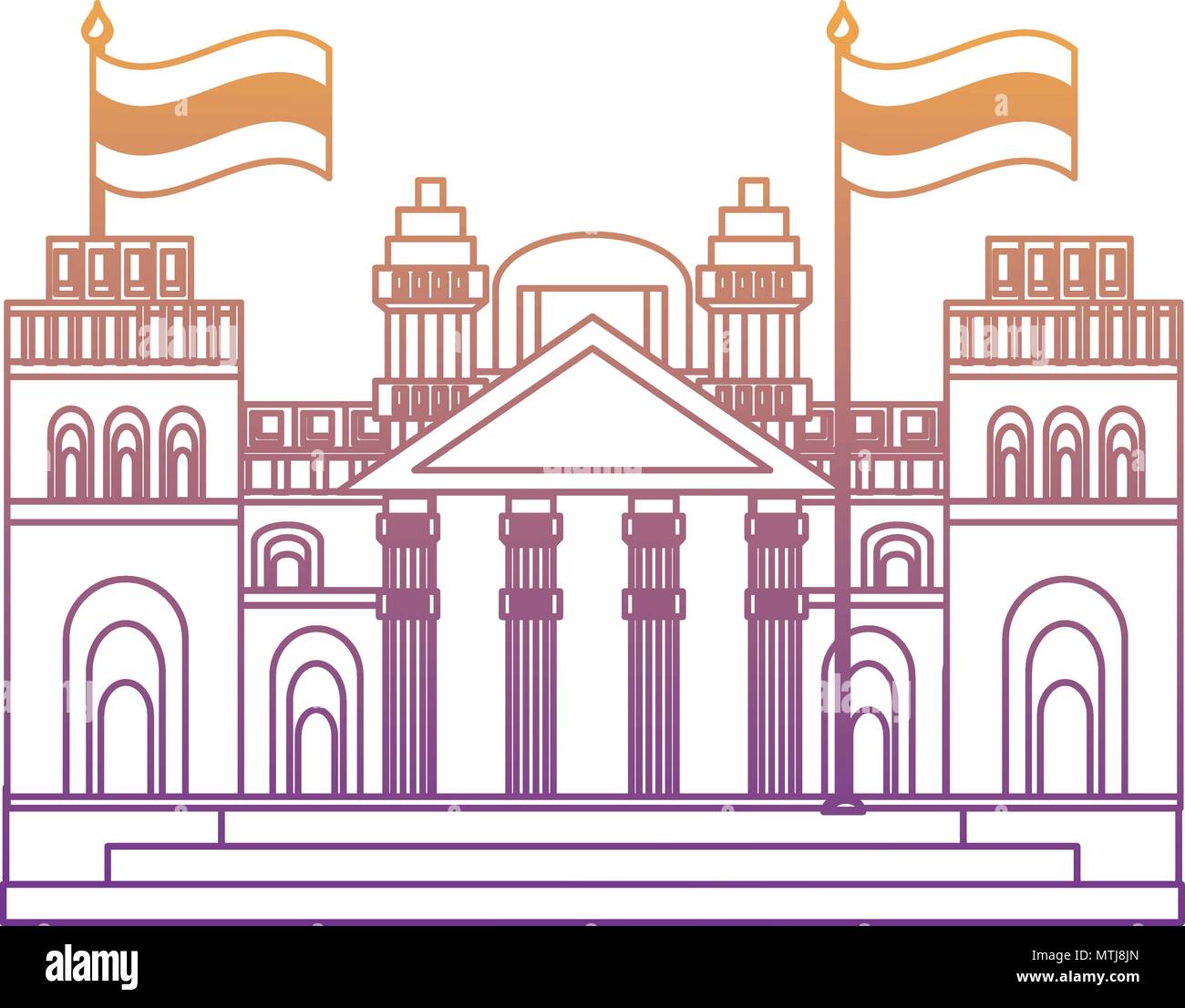 Reichstag building icon over white background, vector illustration ...
