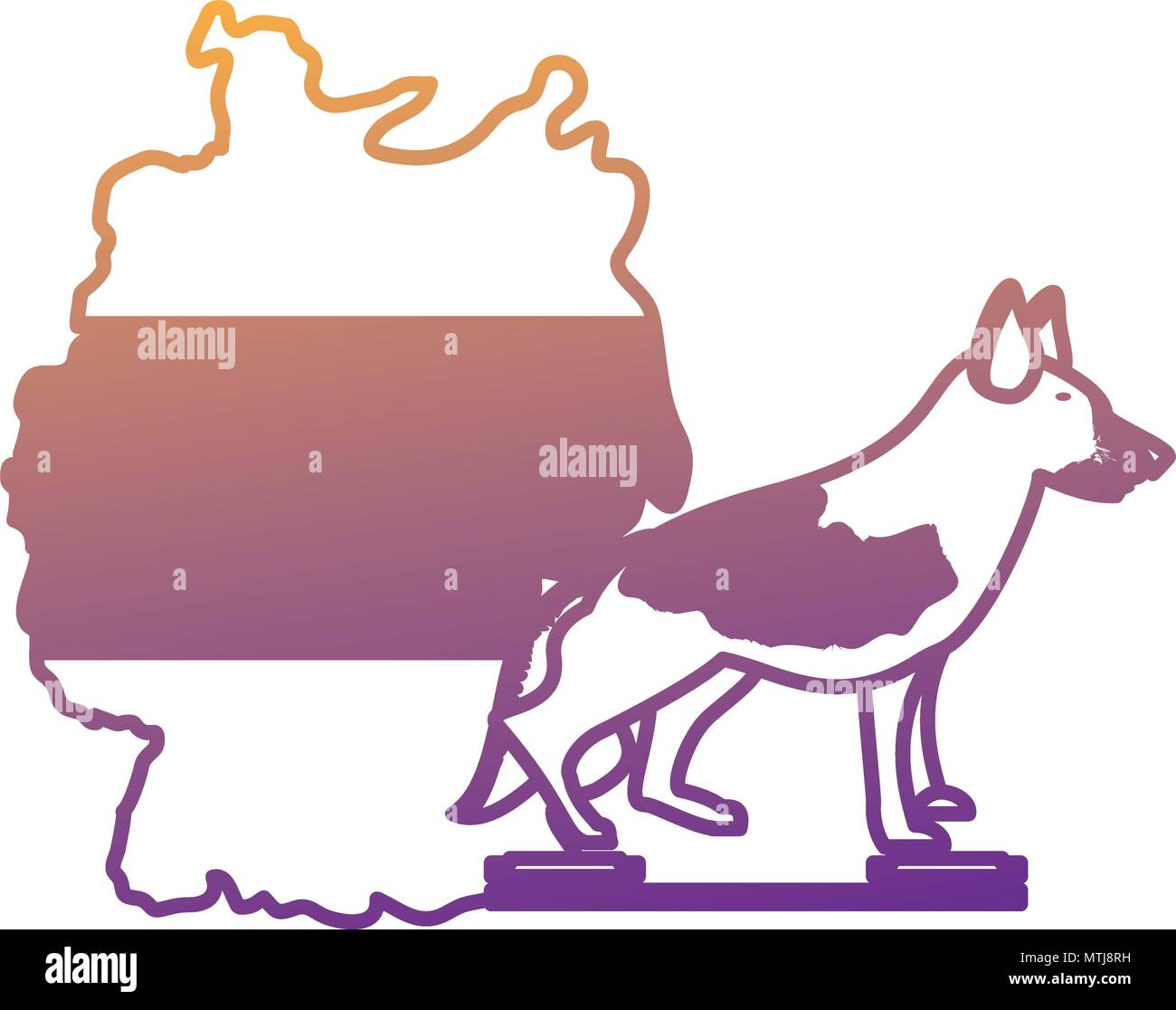 germany map and german shepherd over white background, vector ...