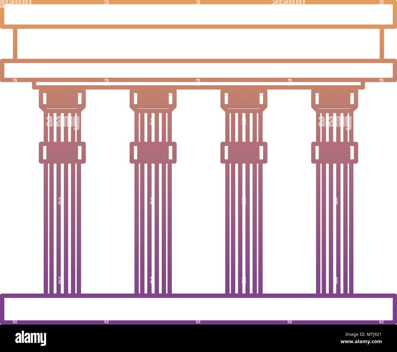 building with pillars over white background, colorful design. vector ...