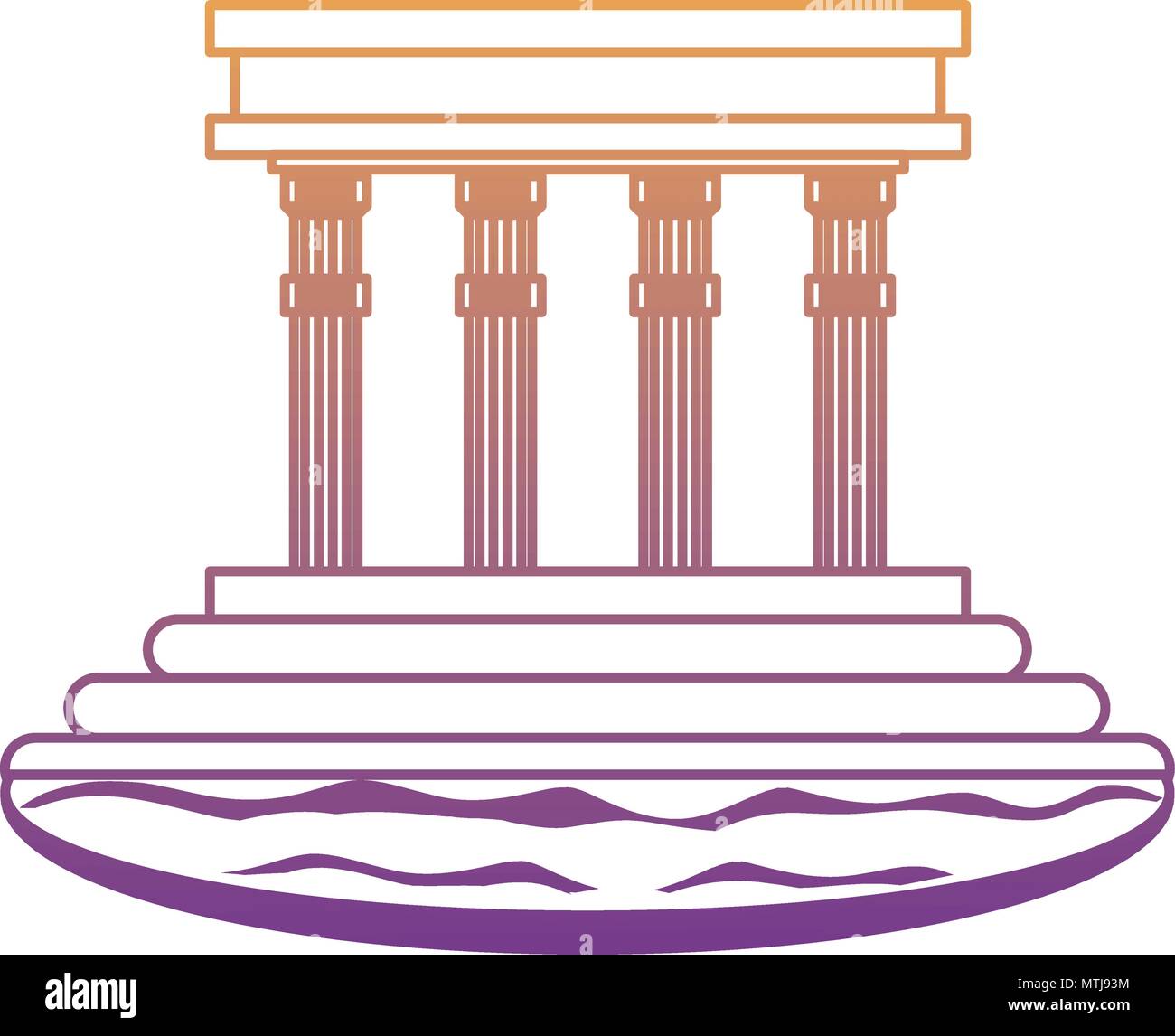 building with pillars over white background, colorful design. vector ...