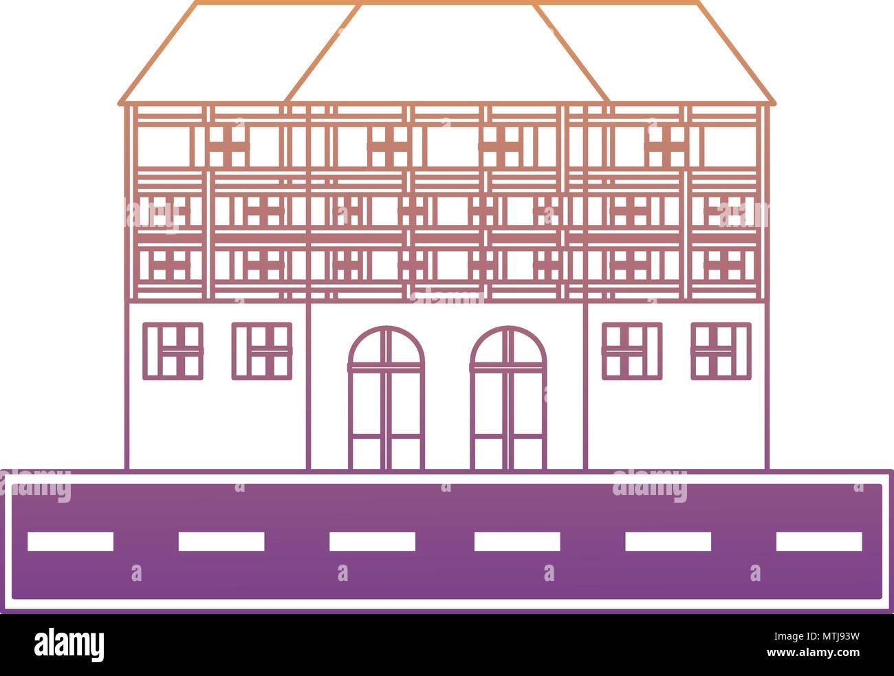 Old Traditional German Building icon over white background, colorful ...