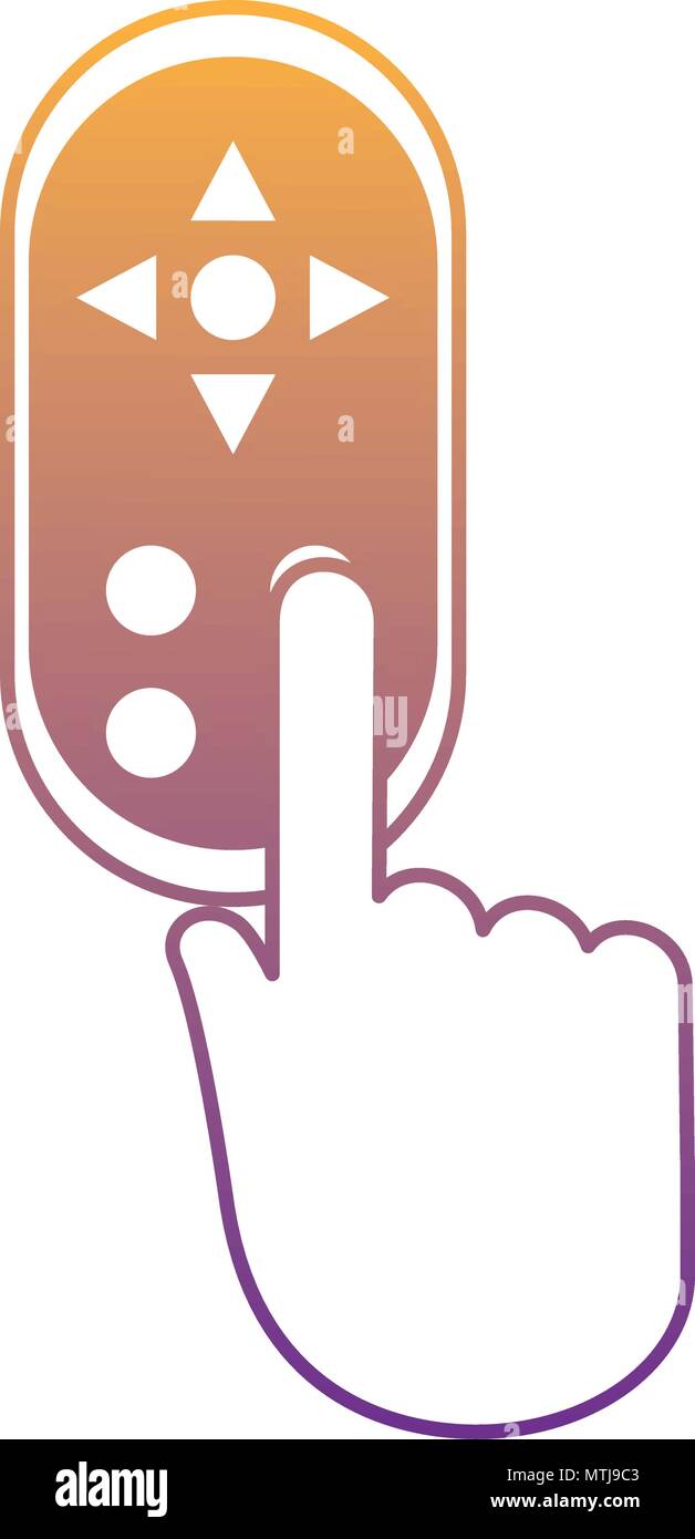 hand touching a control icon over white background, vector illustration ...