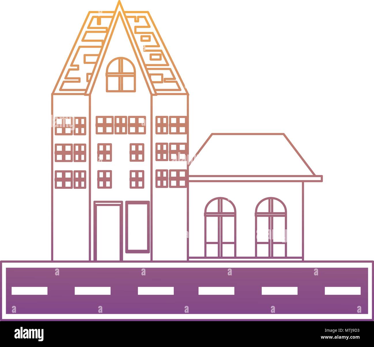 Old Traditional German Building icon over white background, colorful ...