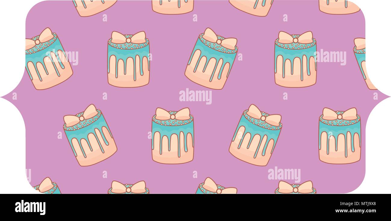 banner with sweet cake pattern over white background, vector ...