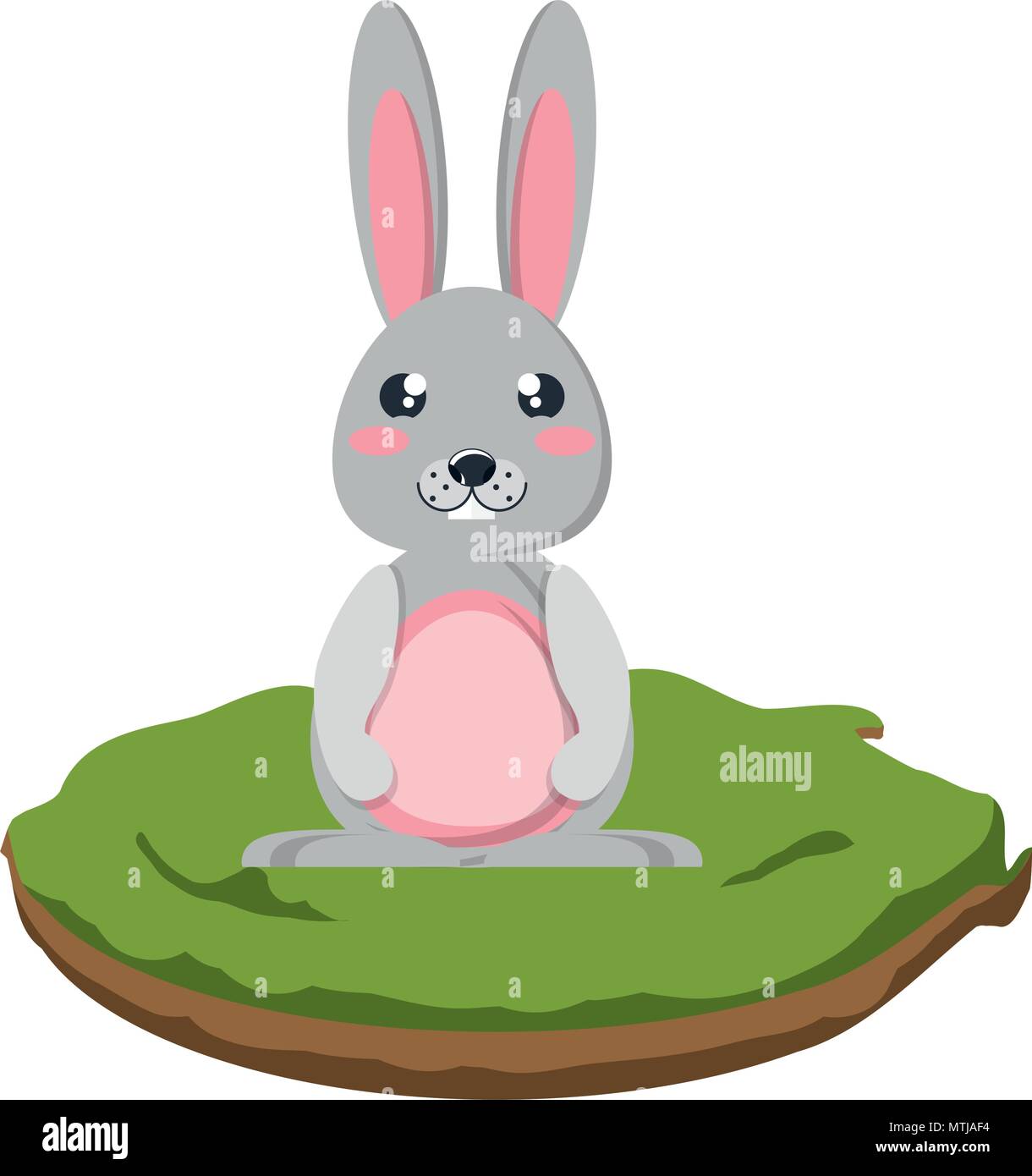 cute bunny in the grass over white background, vector illustration ...