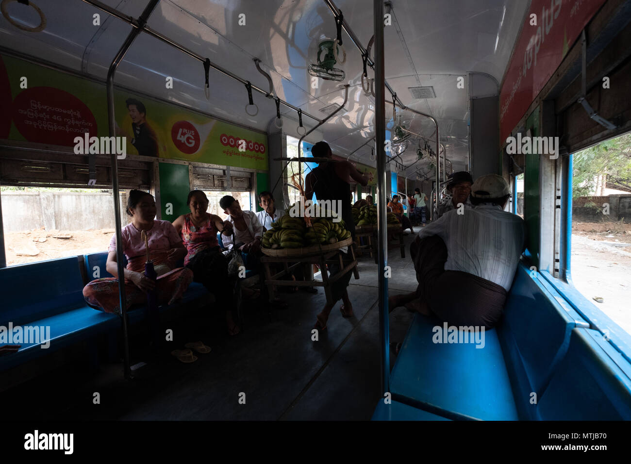 Passengers on board the Circular Train that loops round the City of ...