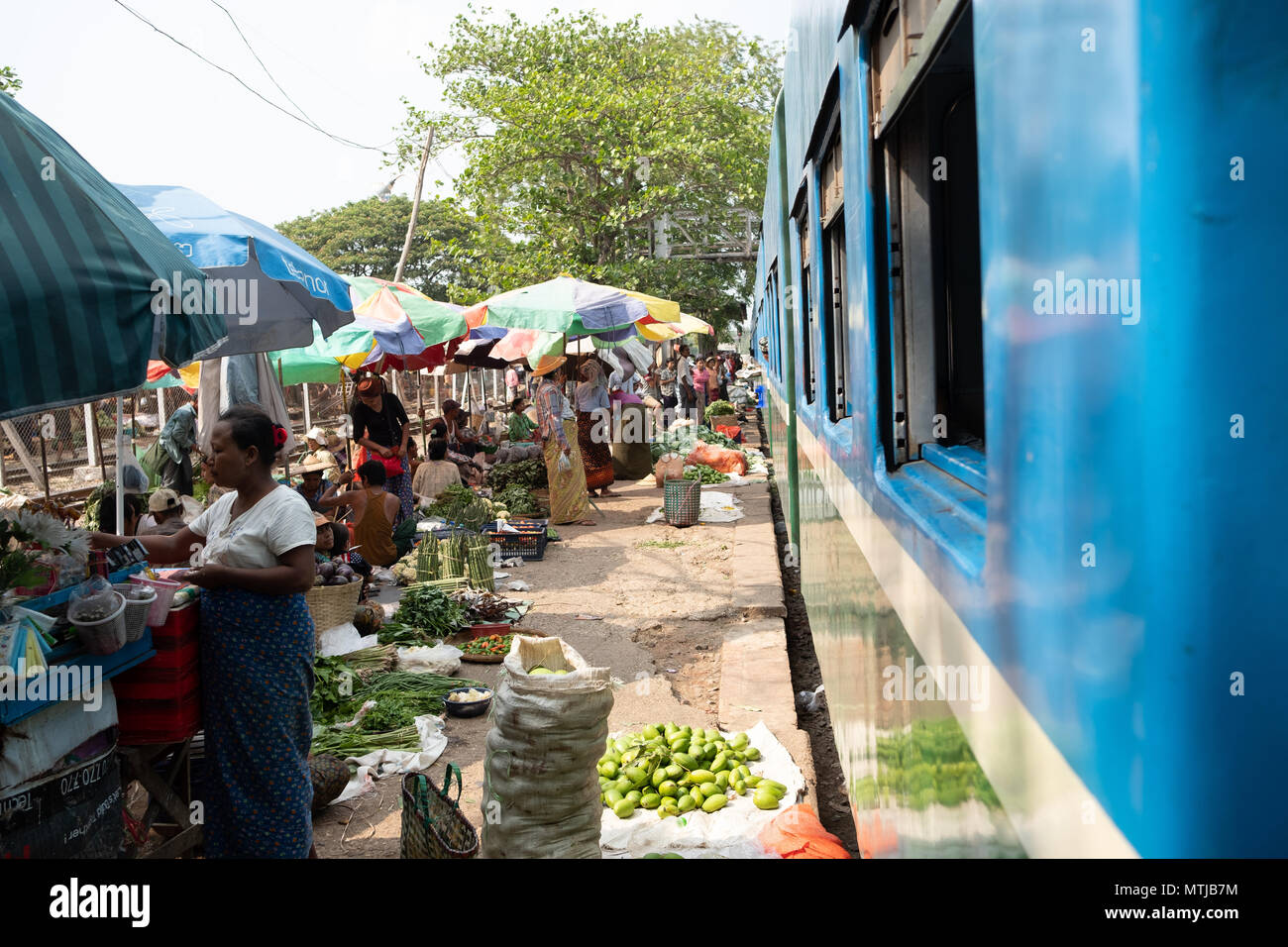 Passengers on board the Circular Train that loops round the City of ...