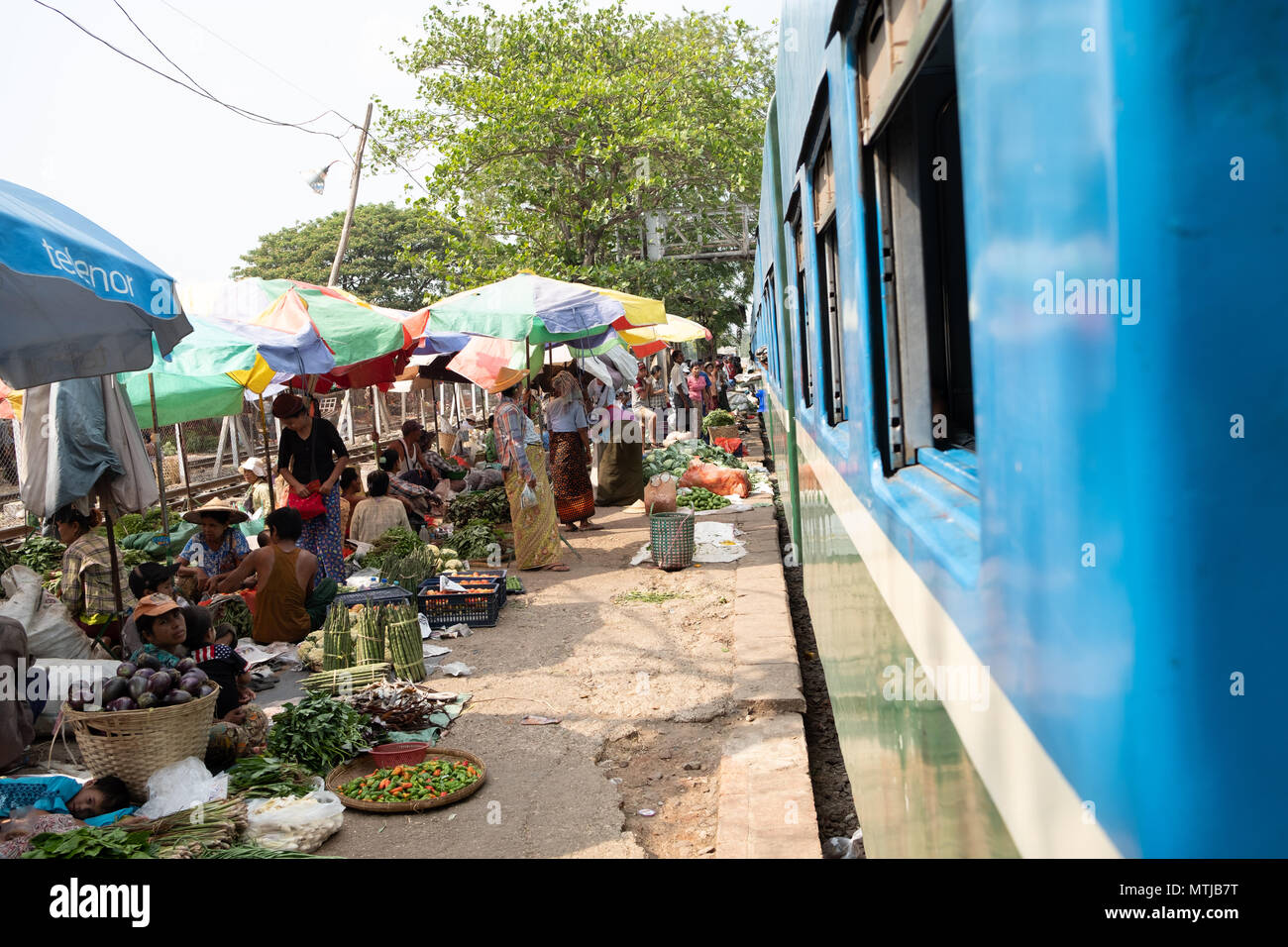 Passengers on board the Circular Train that loops round the City of ...