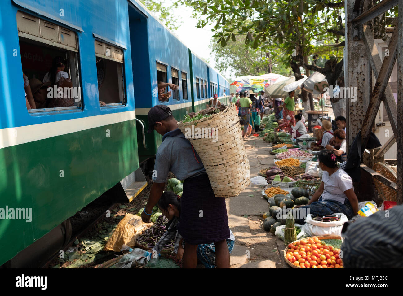 Passengers on board the Circular Train that loops round the City of ...