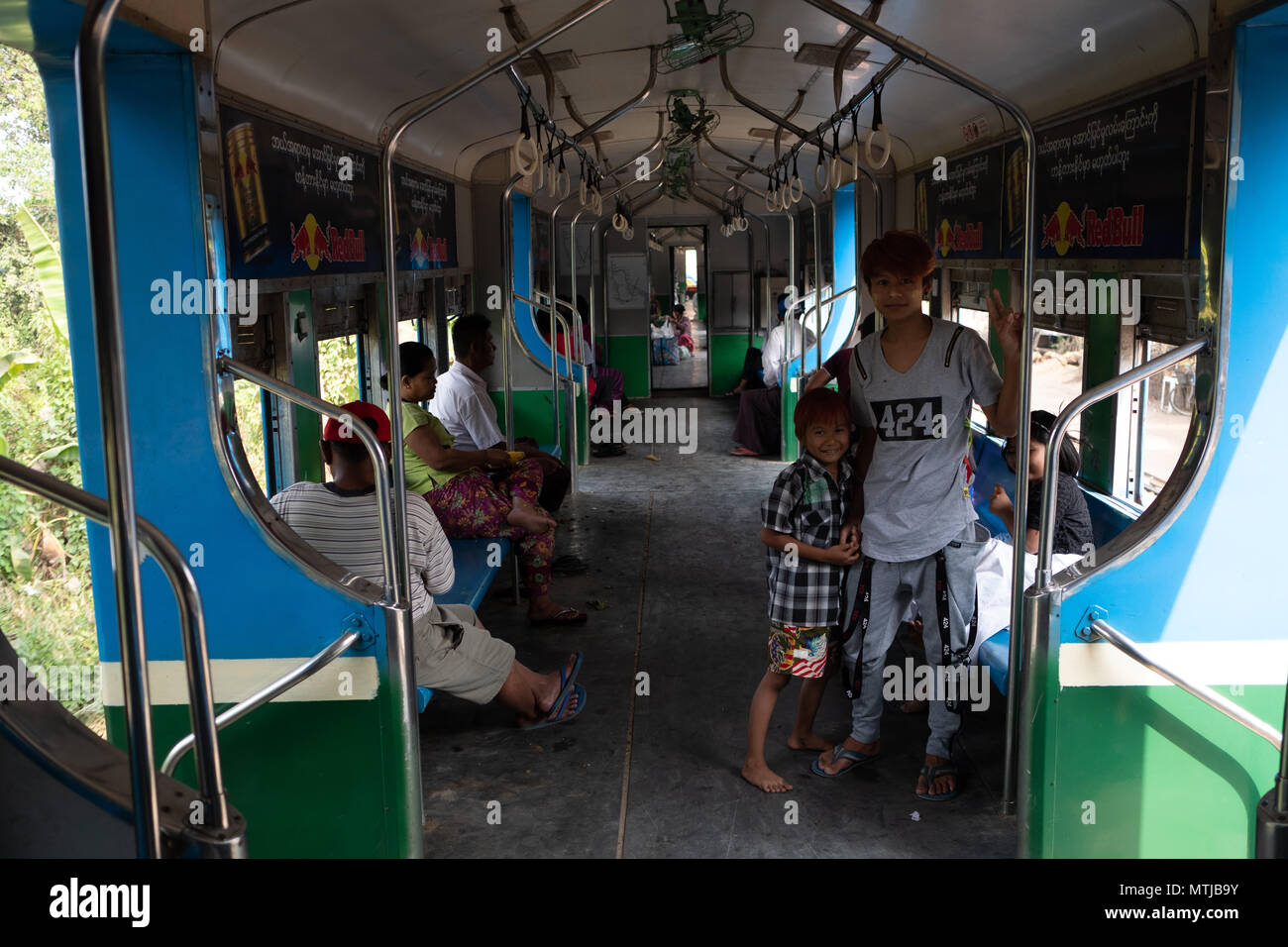 Passengers on board the Circular Train that loops round the City of ...