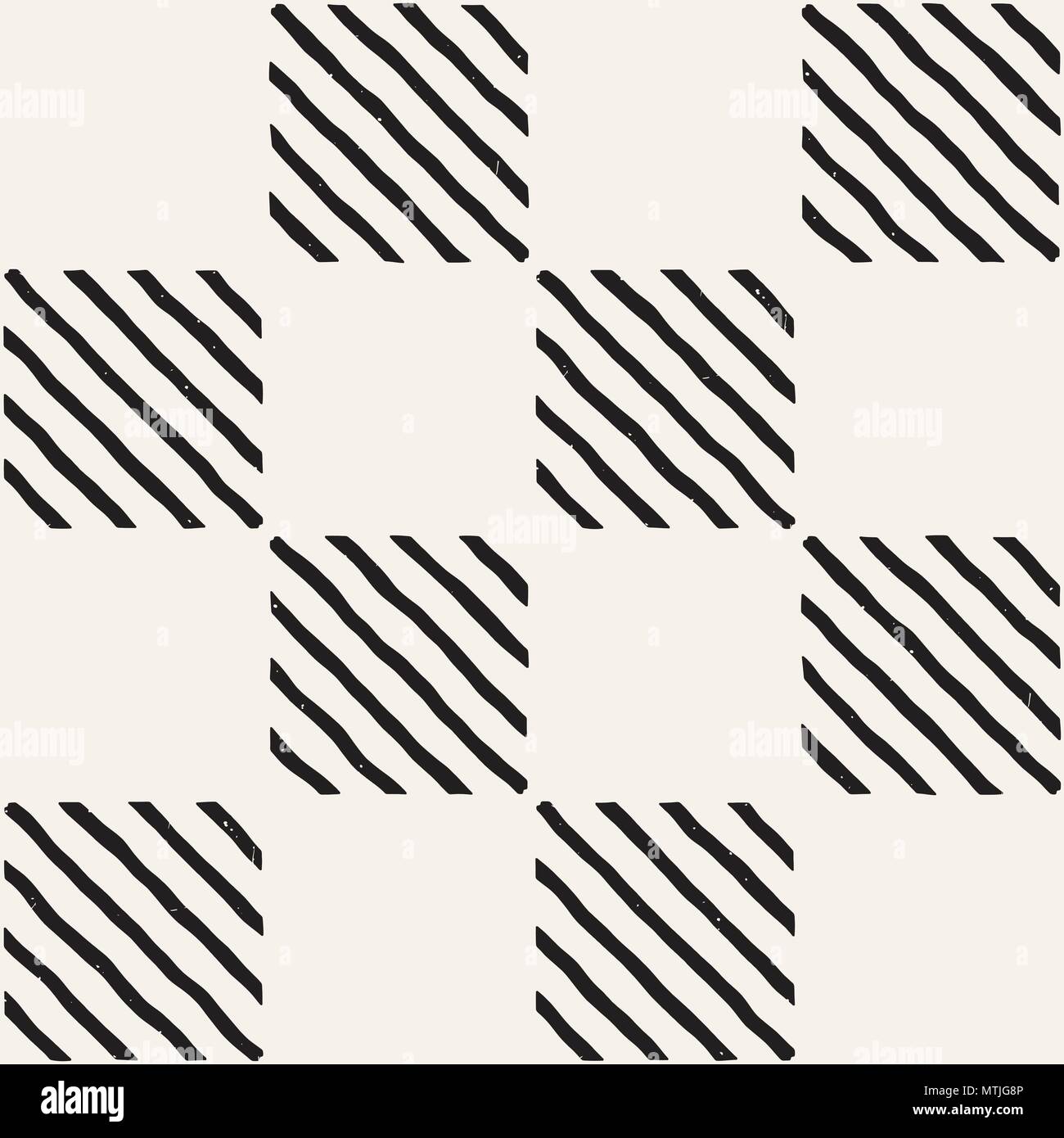 Hand drawn seamless repeating pattern with checker lines tiling. Grungy ...