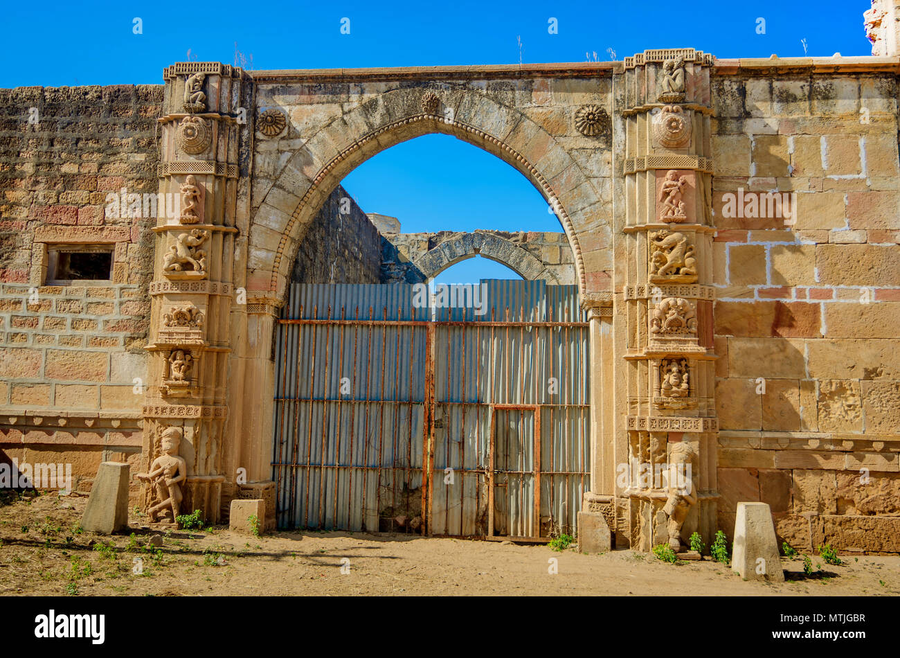 Ruins of Palace in Halvad at the edge of town on the banks of the ...