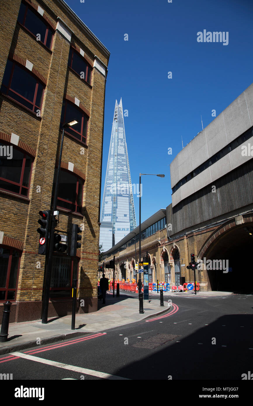 The Shard and the railway bridge near London Bridge, London, UK Stock ...
