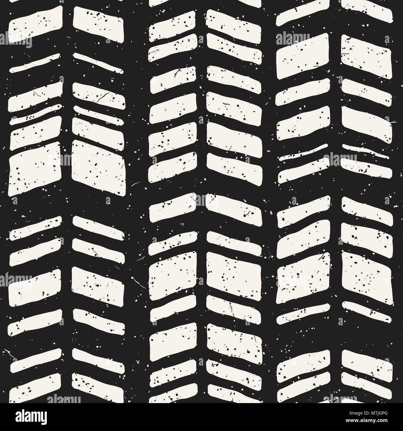 Vector seamless freehand pattern. Doodle monochrome print with hand ...