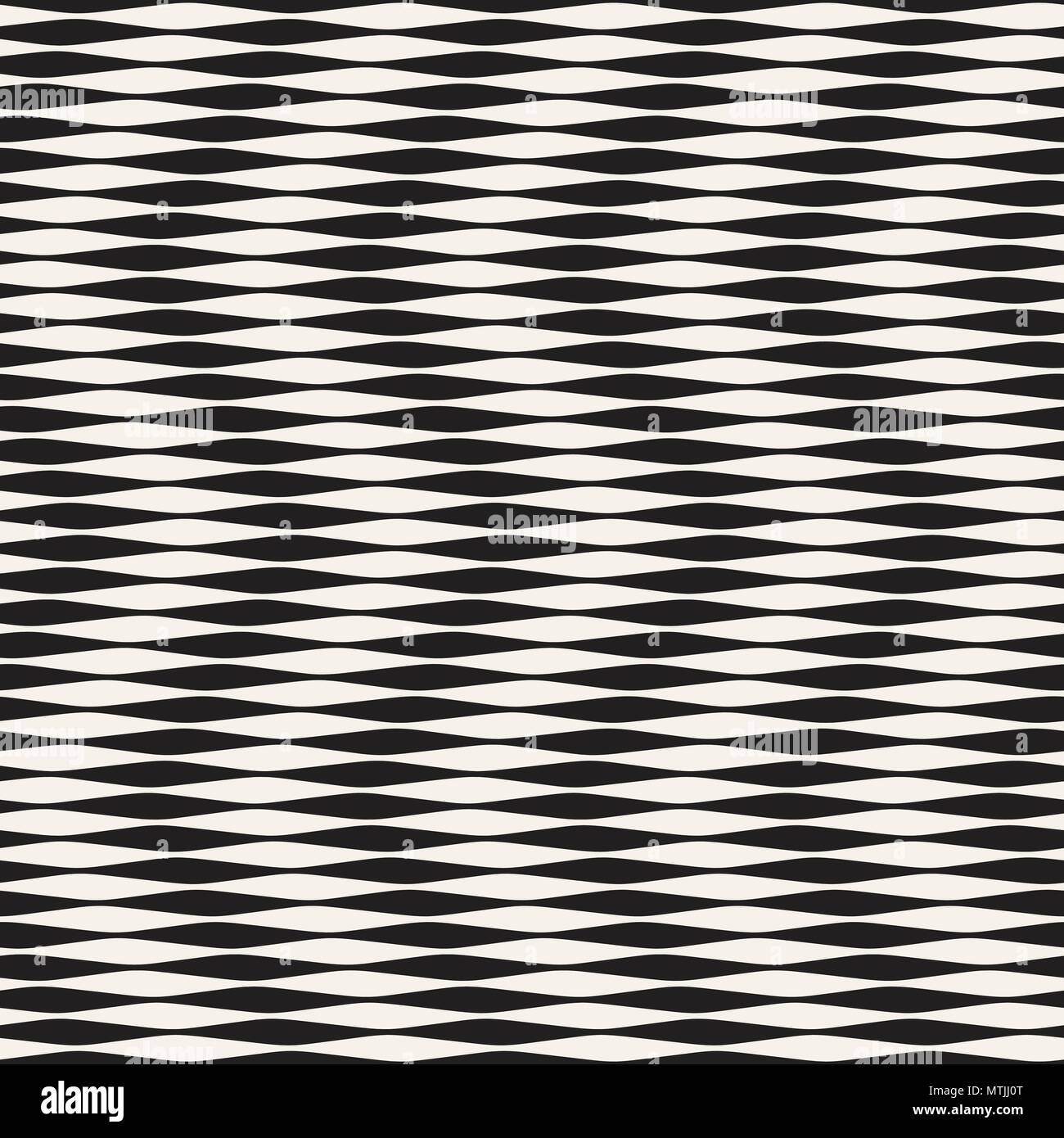 Wavy stripes vector seamless pattern. Retro wavy engraving texture ...