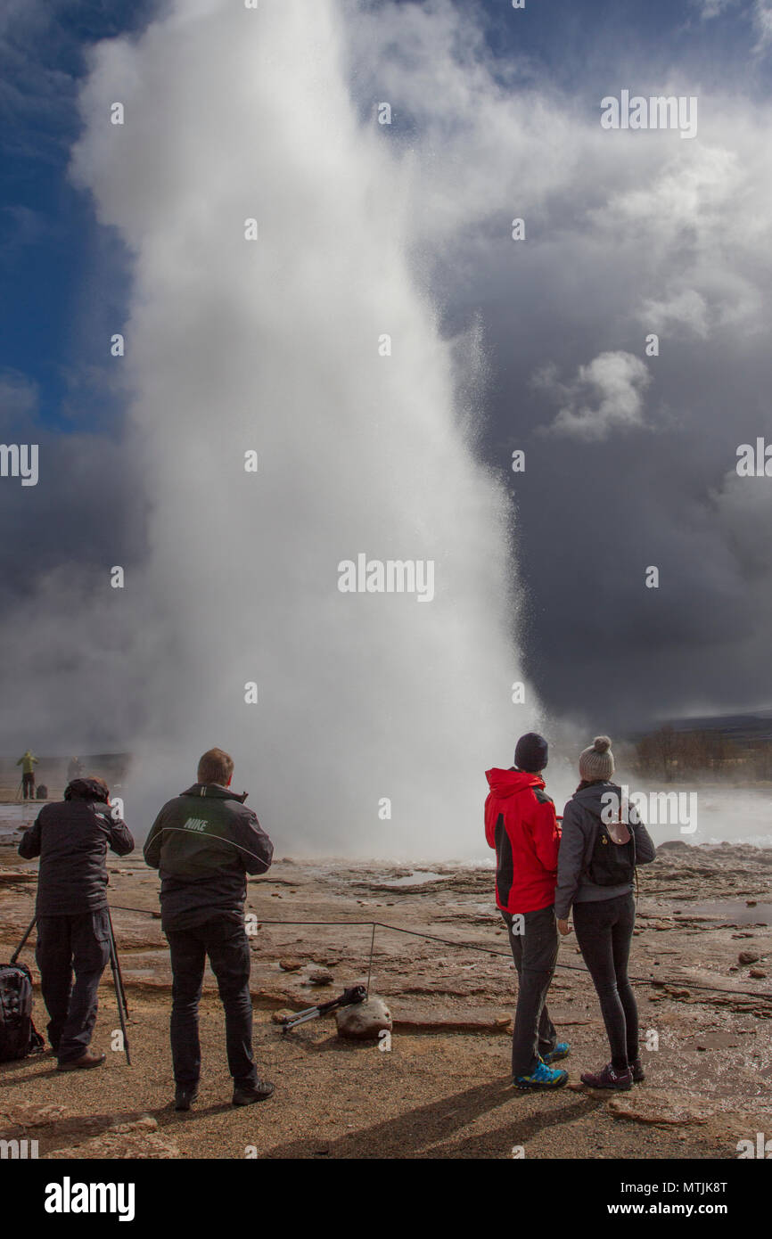 Strokkur, Geysir. Strokkur is a fountain-type geyser located in a ...