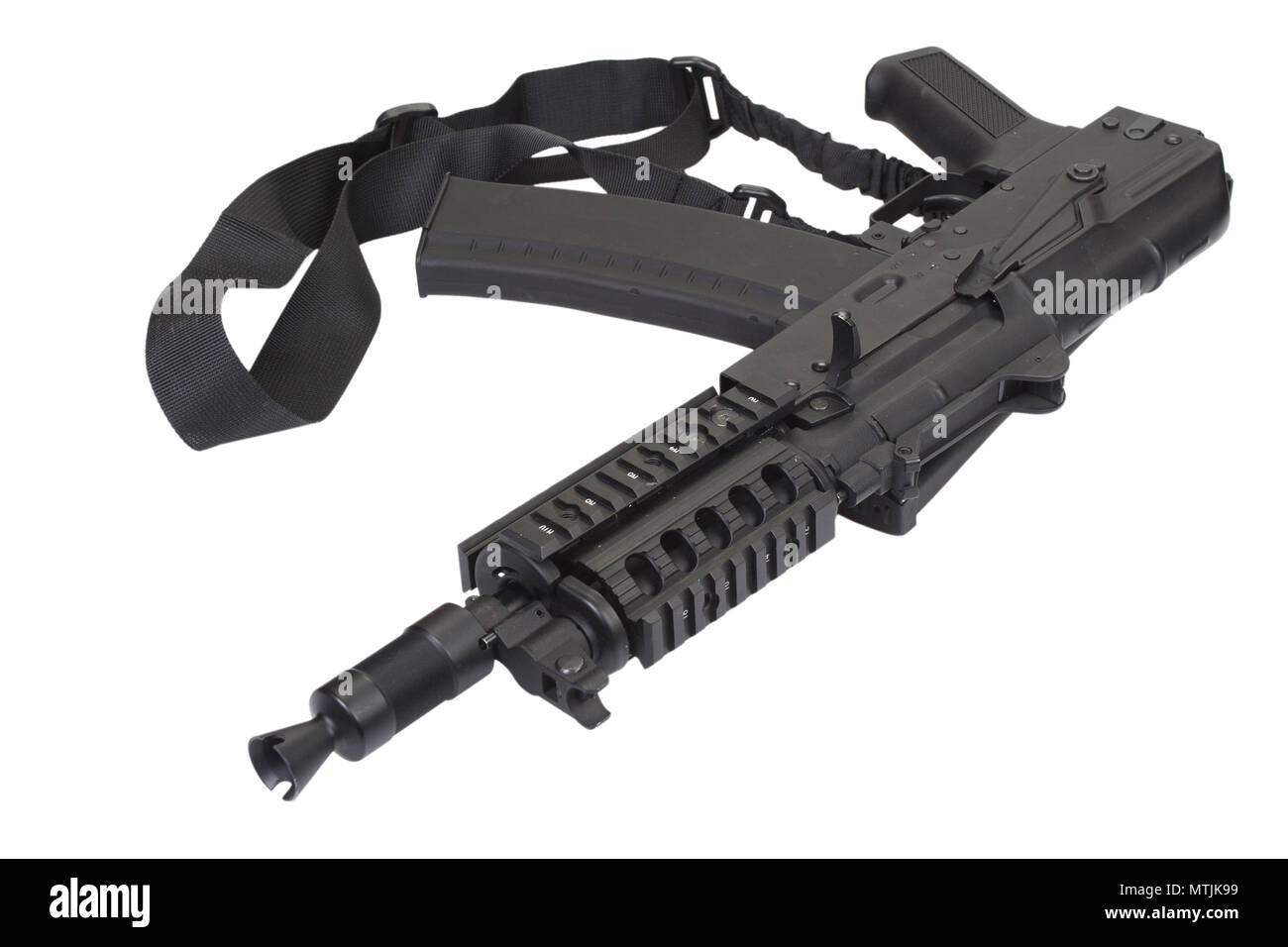 Kalashnikov AK47 short with modern update isolated on white Stock Photo ...