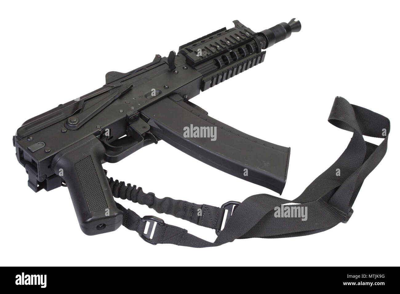 Kalashnikov AK47 short with modern update isolated on white Stock Photo ...