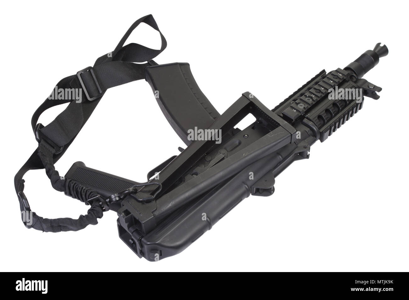 Kalashnikov AK47 short with modern update isolated on white Stock Photo ...