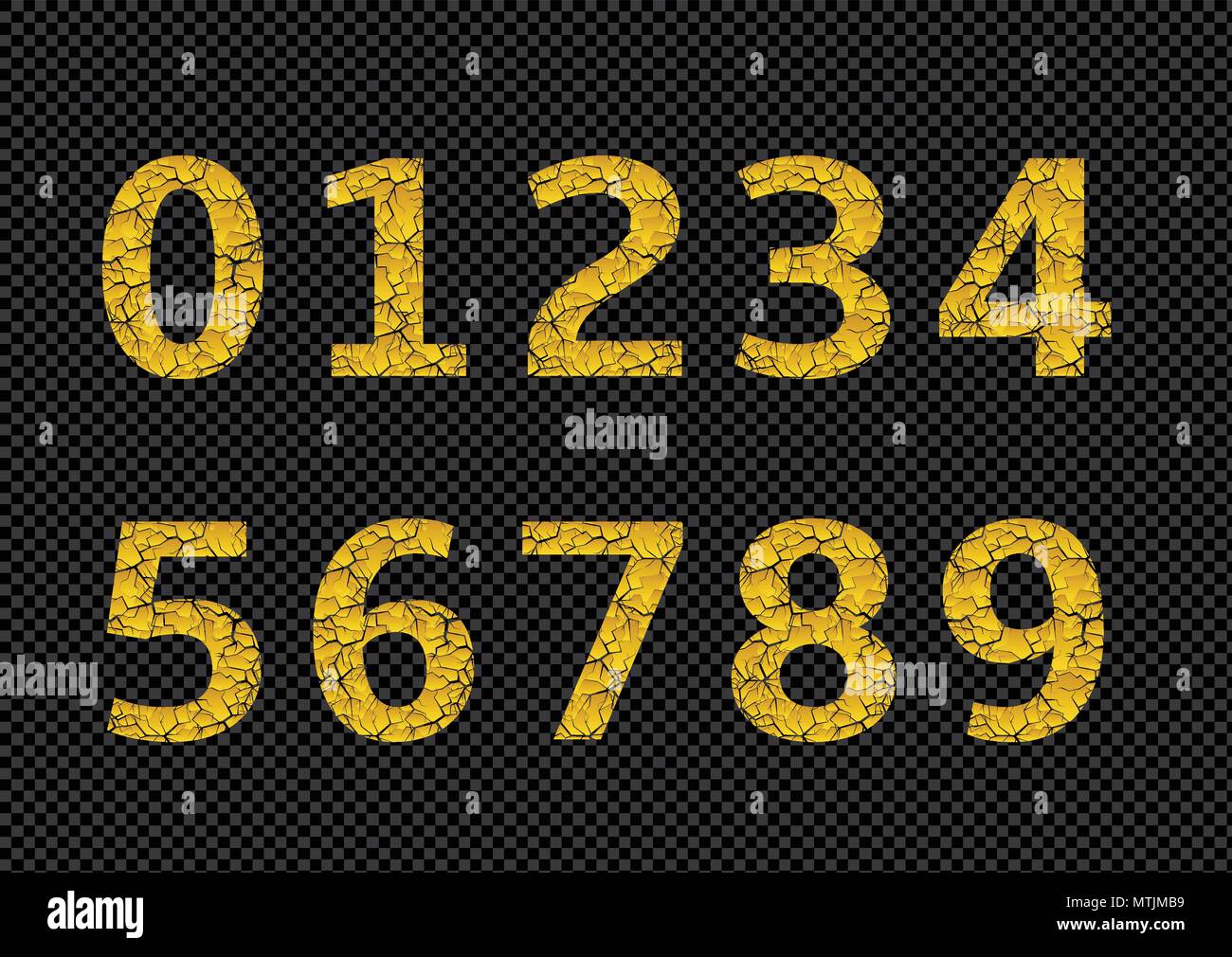 Golden broken numbers, Luxury cracked numbers. Vector illustration ...
