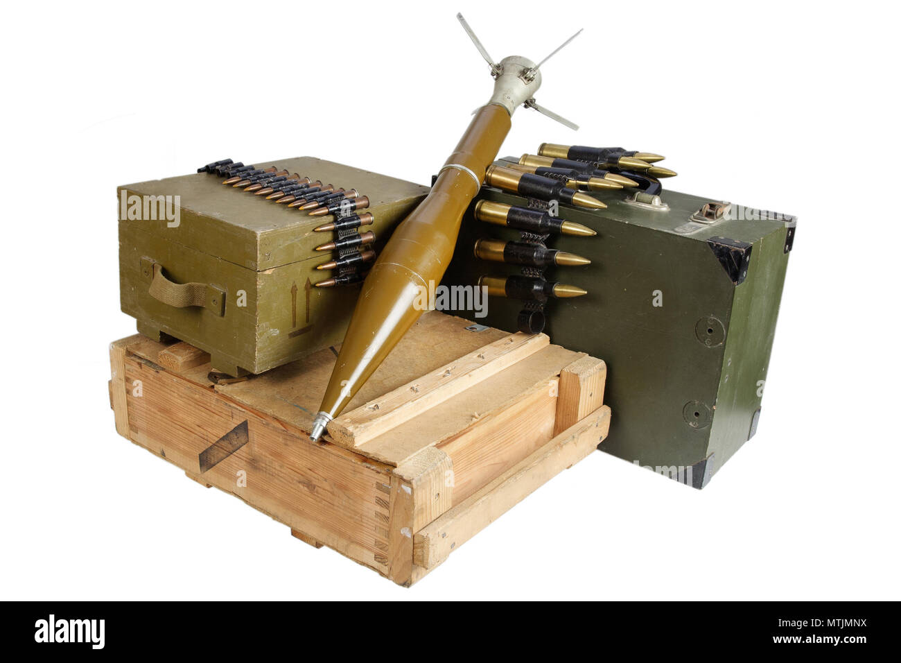 army box of ammunition with rocket-propelled grenade isolated Stock ...