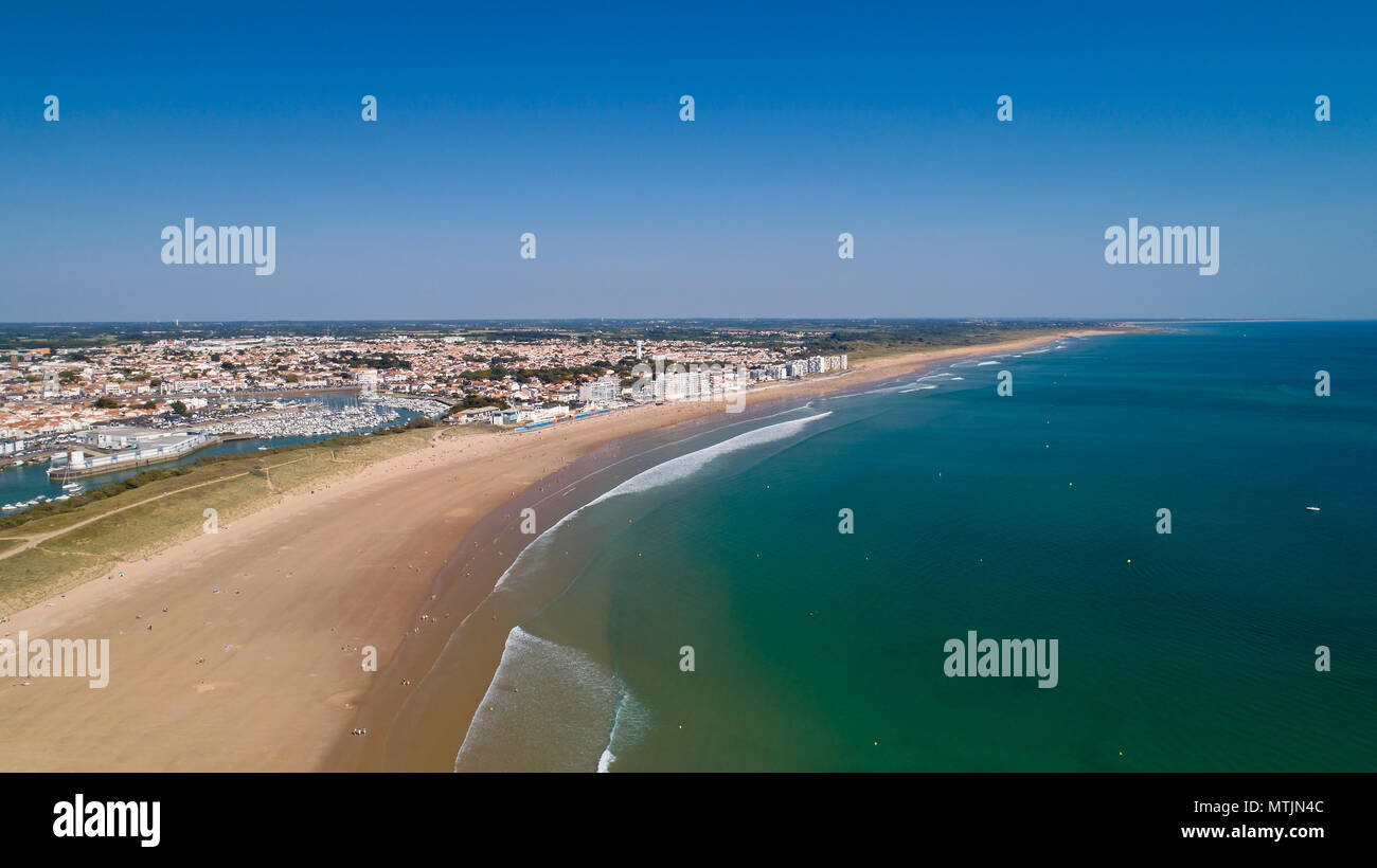 Aerial view of Saint Gilles Croix de Vie beach in Vendee Stock Photo ...