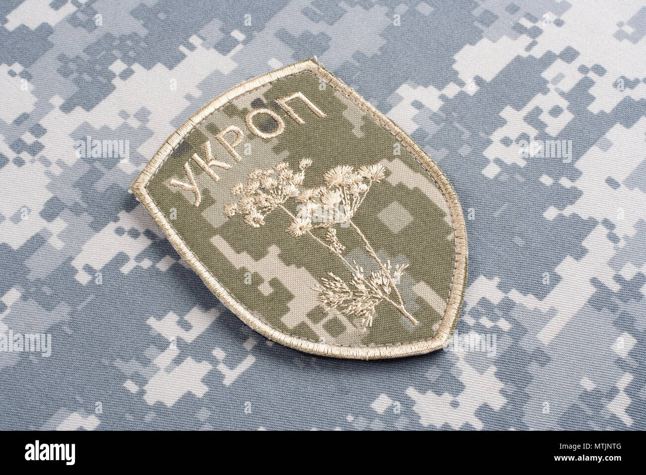 KIEV, UKRAINE - July, 16, 2015. Ukraine Army unofficial uniform badge ...