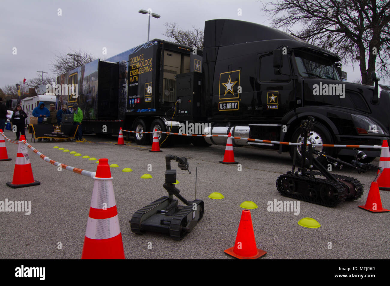 Two Army robots, controlled by students, race at the U.S. Army Mission ...