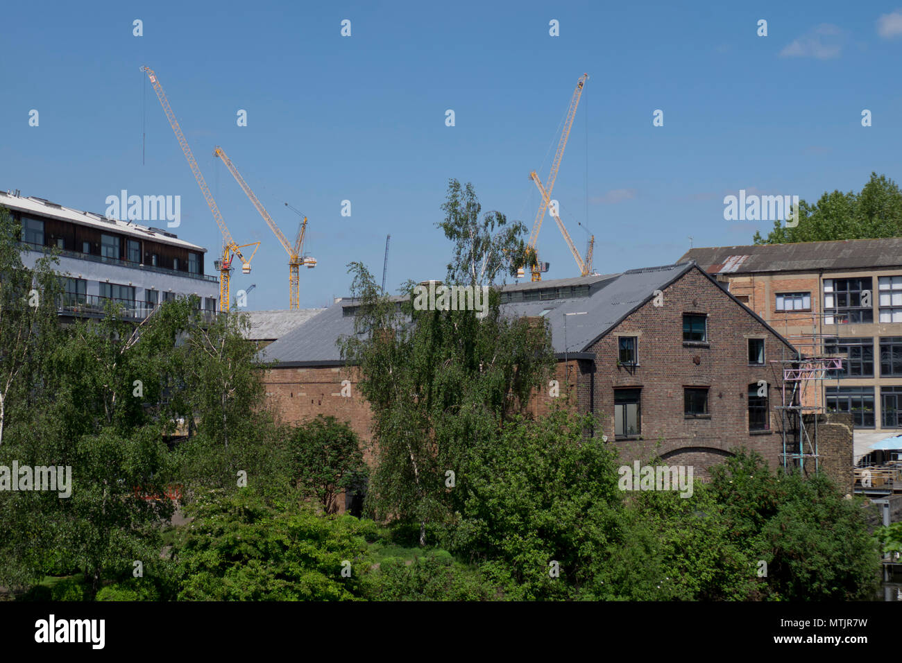 Construction site of new luxury skyscrapers in Hackney Wick, next to ...