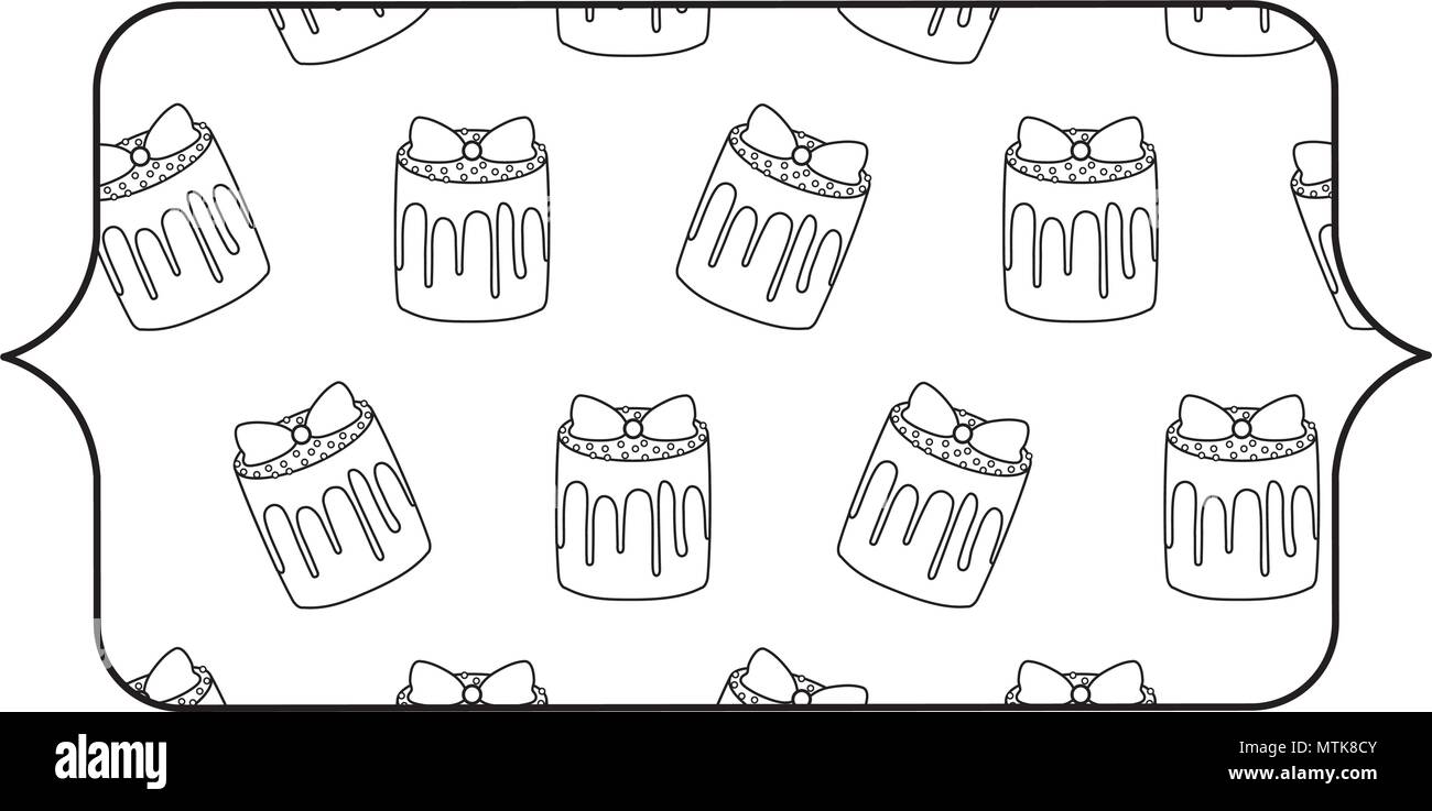 banner with sweet cake pattern over white background, vector ...